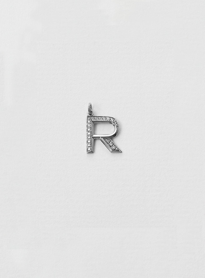 Mini Diamond Letter R White Gold – BLUE BILLIE