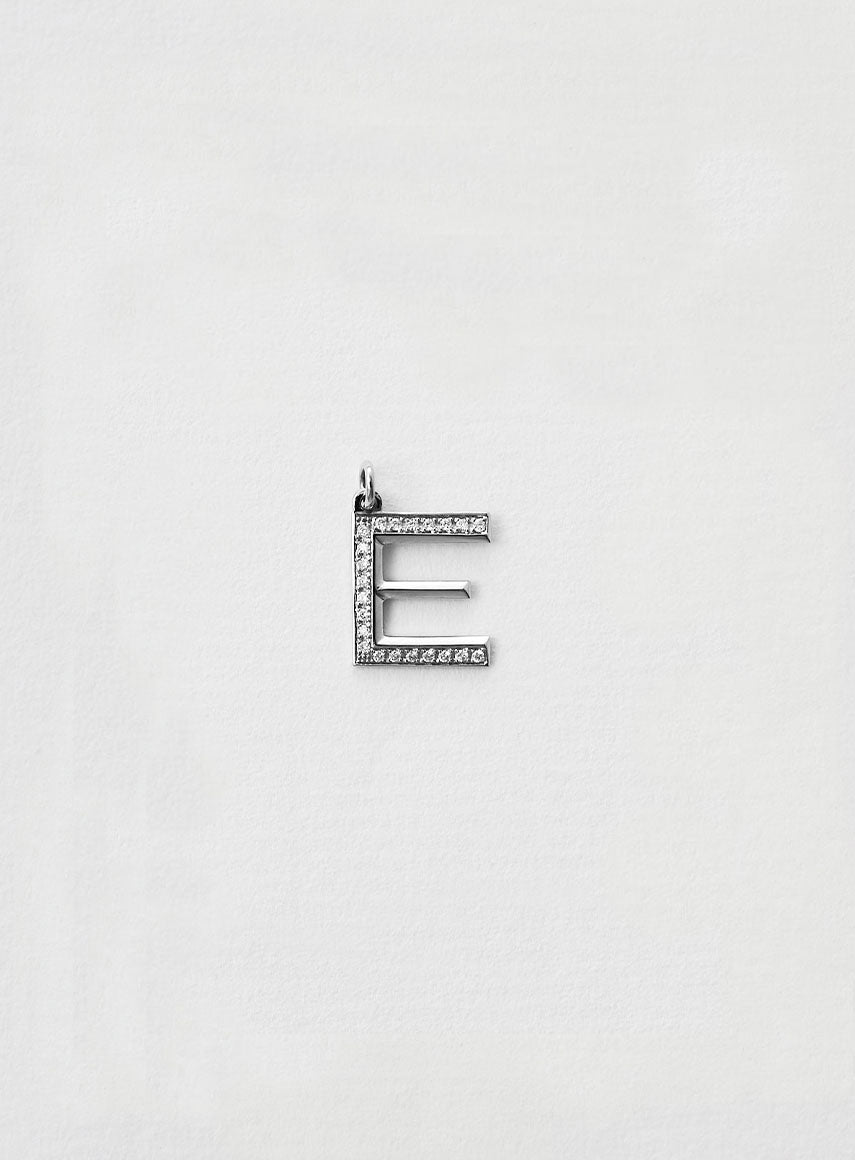 Mini Diamond Letter E White Gold – BLUE BILLIE